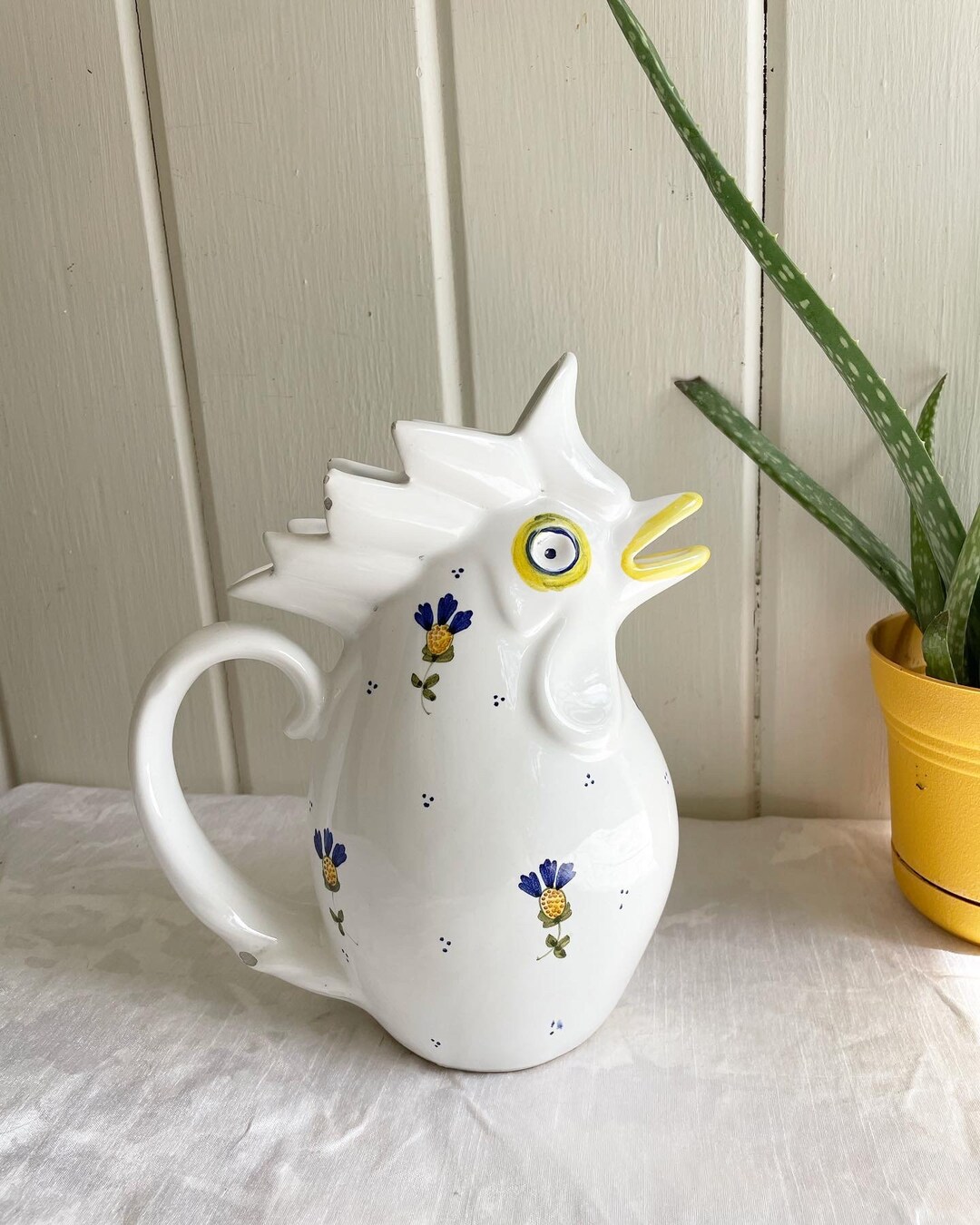 Vintage Italian Hand Painted Rooster Chicken Pitcher. - Etsy