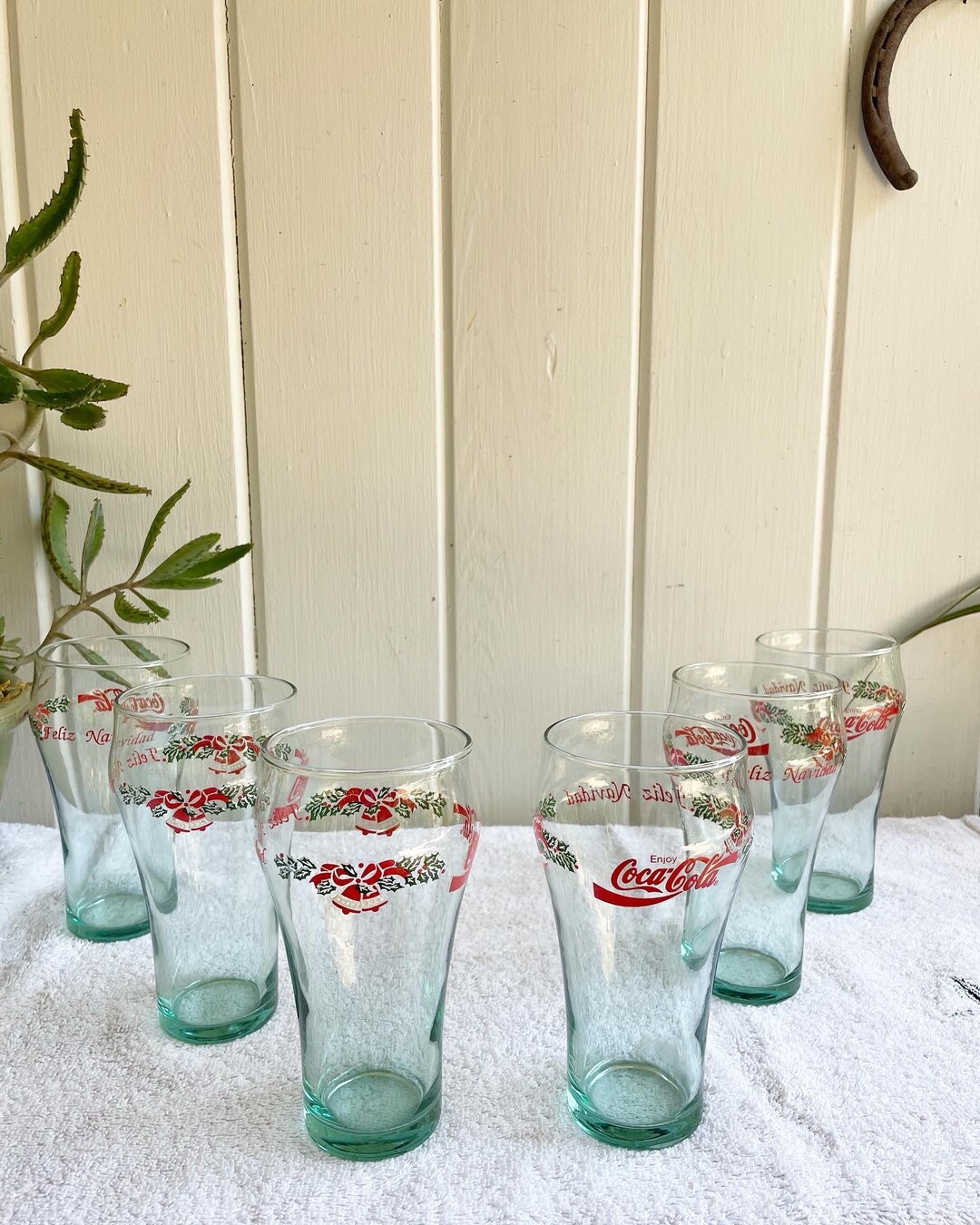 Set of 6 Coca Cola Feliz Navidad Holiday Christmas Drinking Glasses ...