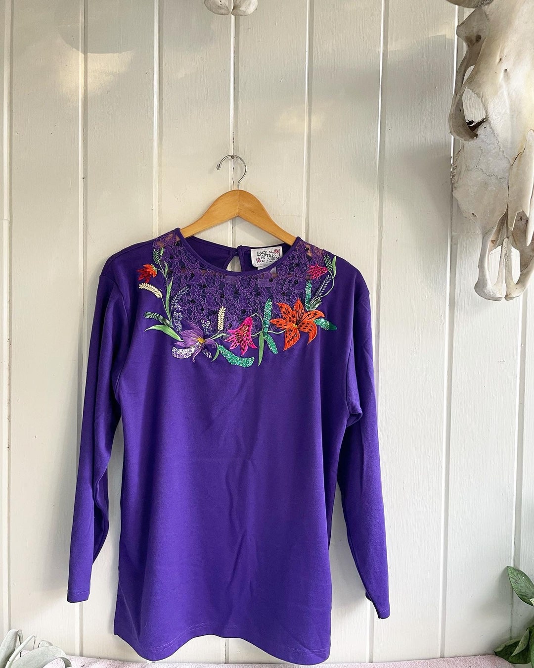 Vintage 1980’s Lacy After Noon by Shell Kepler Embroidered Purple ...