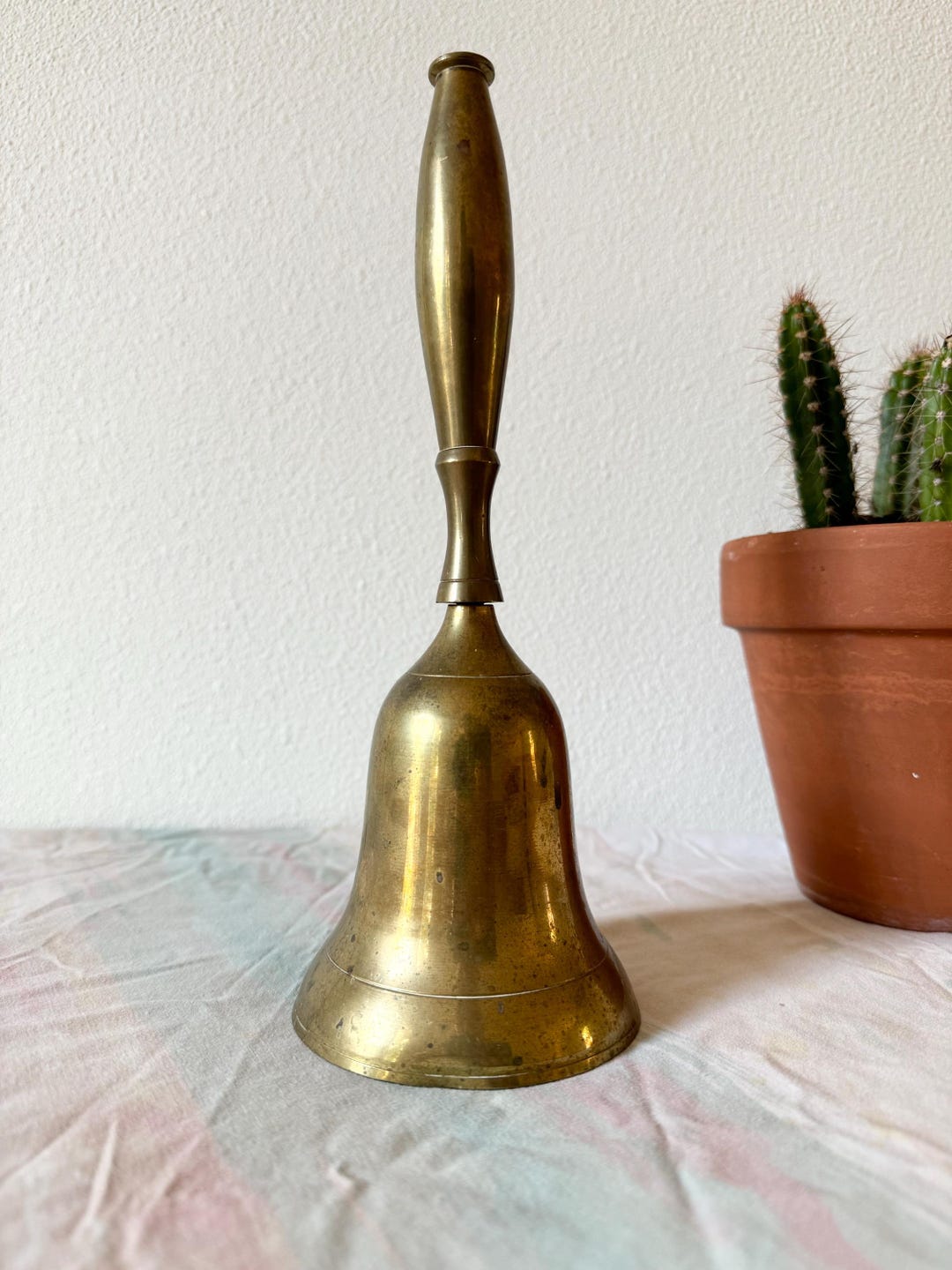 Large Brass Vintage Bell. 10.25” Gold Brass Bell. Teacher Bell. Dinner ...