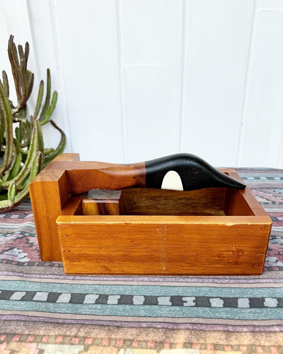 1980s Vintage Hand Carved Wooden Nut Cracker Canadian Goose Bird Box ...