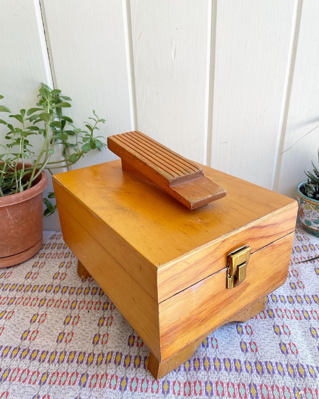 Vintage Wooden Shoe Shine Box. Rustic Storage Box. 1960’s. Picture ...