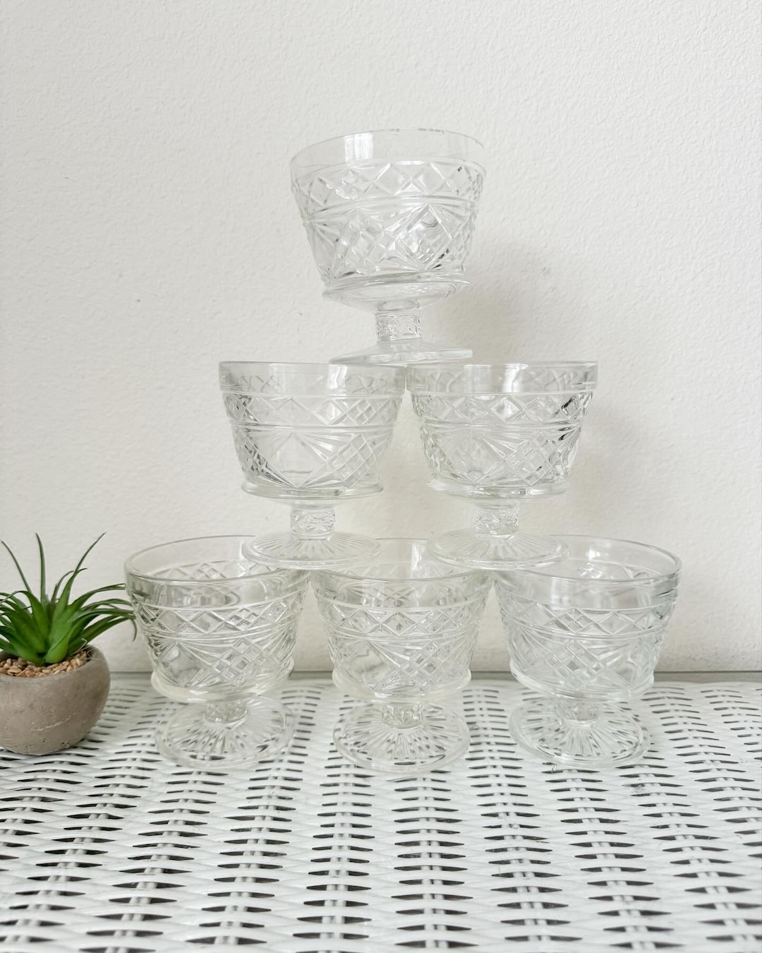 Vintage 1950’s Hazel Atlas Glass Co Glass Gothic Footed Glass Sherbet ...