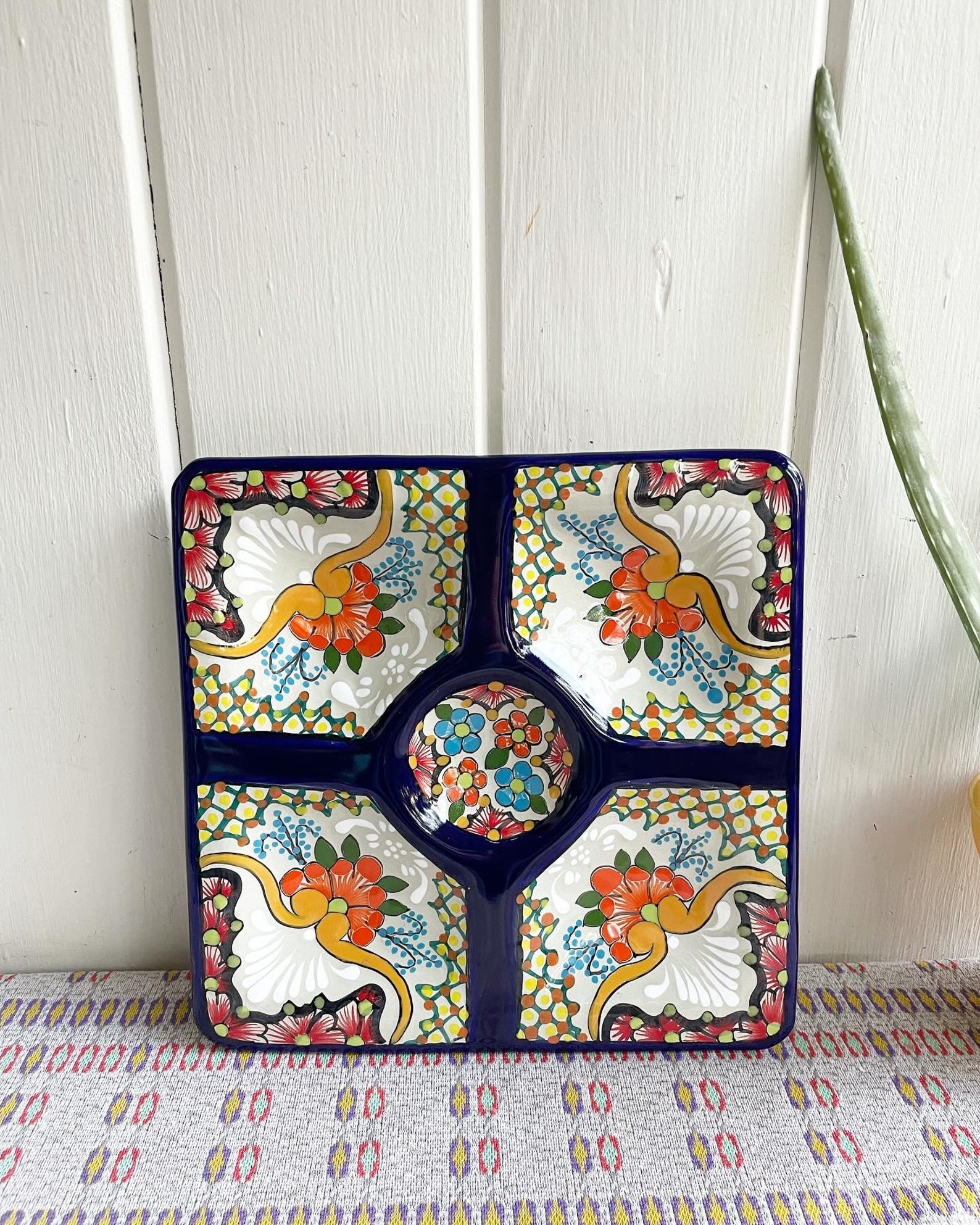 Rectangular Talavera Lead Free Mexican 5 Section Party Plater. Hand ...