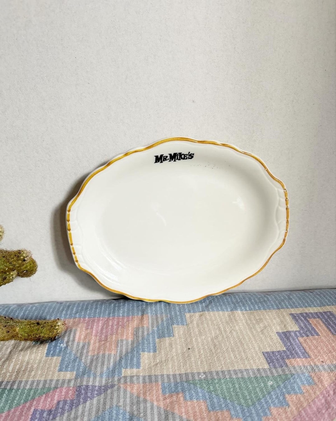 Retro Homer Laughlin Mr. Mike’s Restaurant Plate. White With a Mustard ...