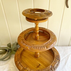 Vintage Philippines Hand Carved Monkey Pod Lazy Susan. Vintage Mid ...