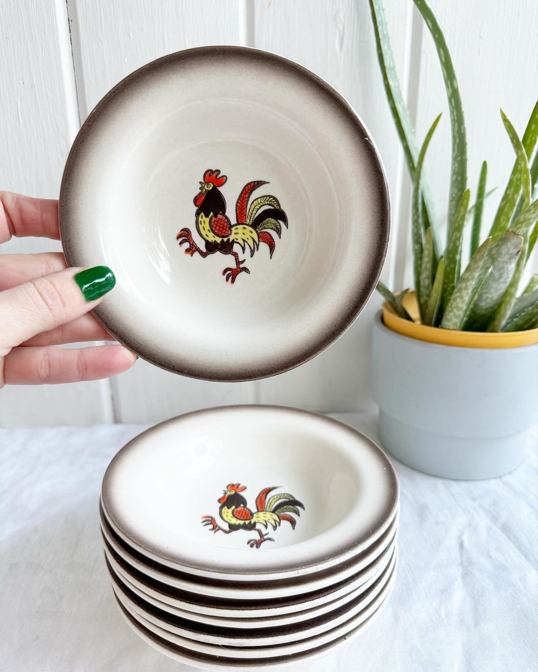 Set of 8 Vintage Red Rooster by Metlox Poppytrail Dessert Bowls. Red ...