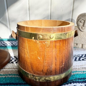 Vintage Wooden Firkin Sugar Bucket Swing Bent Handle Primitive ...