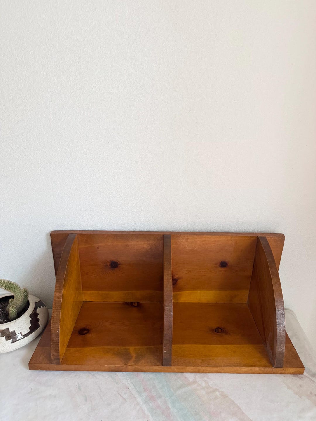 Vintage Wood Tabletop Counter Book Shelf Cubby. Heavy. Well Made ...