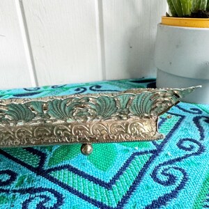 Vintage Rectangular Gold Metal Mirror Vanity Tray. Hollywood Regency ...