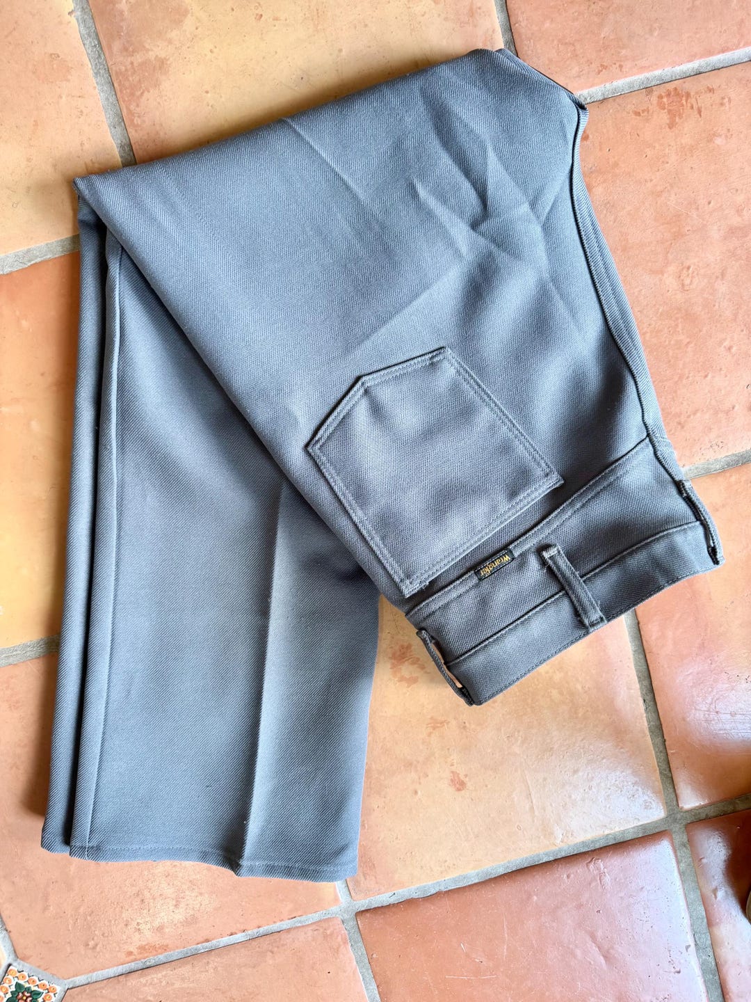 Vintage 70’s Wrangler 38x30 Men’s Gray Polyester Pants Western. Western ...