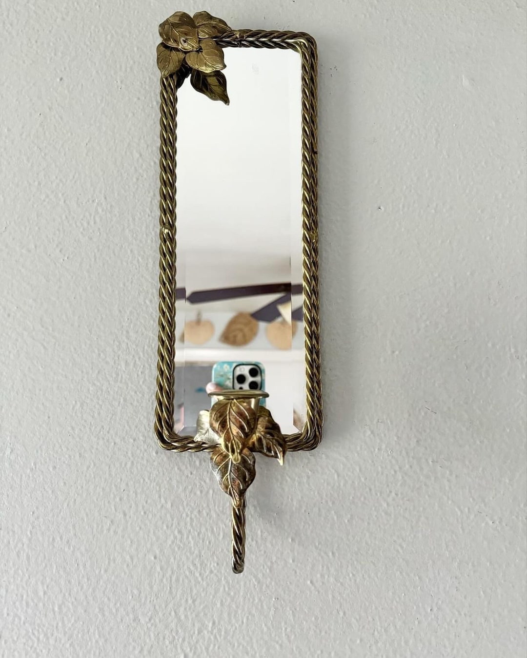 Vintage Deco Hollywood Regency Gold Twist Beveled Mirror Candleholder ...