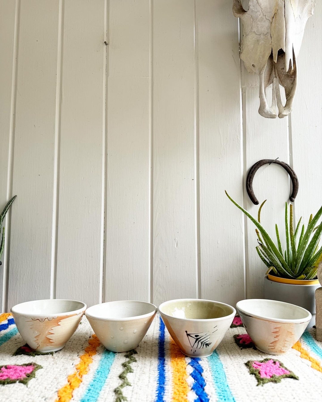 Set of 4 Wheel Throw Ceramic Pottery Bowls From the Barn, Gruene Texas ...