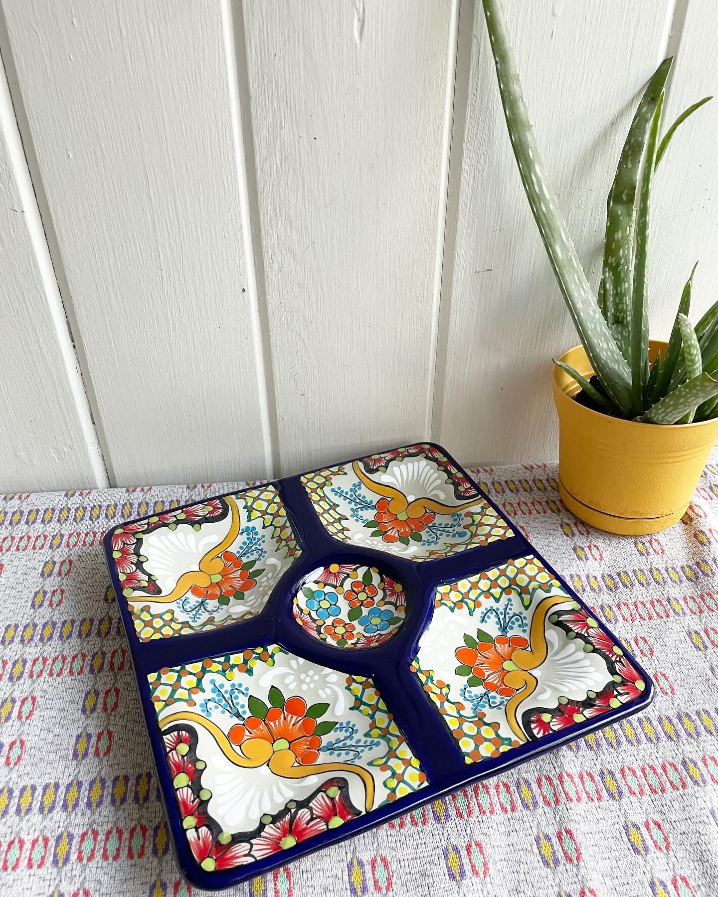 Rectangular Talavera Lead Free Mexican 5 Section Party Plater. Hand ...
