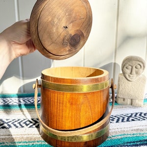 Vintage Wooden Firkin Sugar Bucket Swing Bent Handle Primitive ...