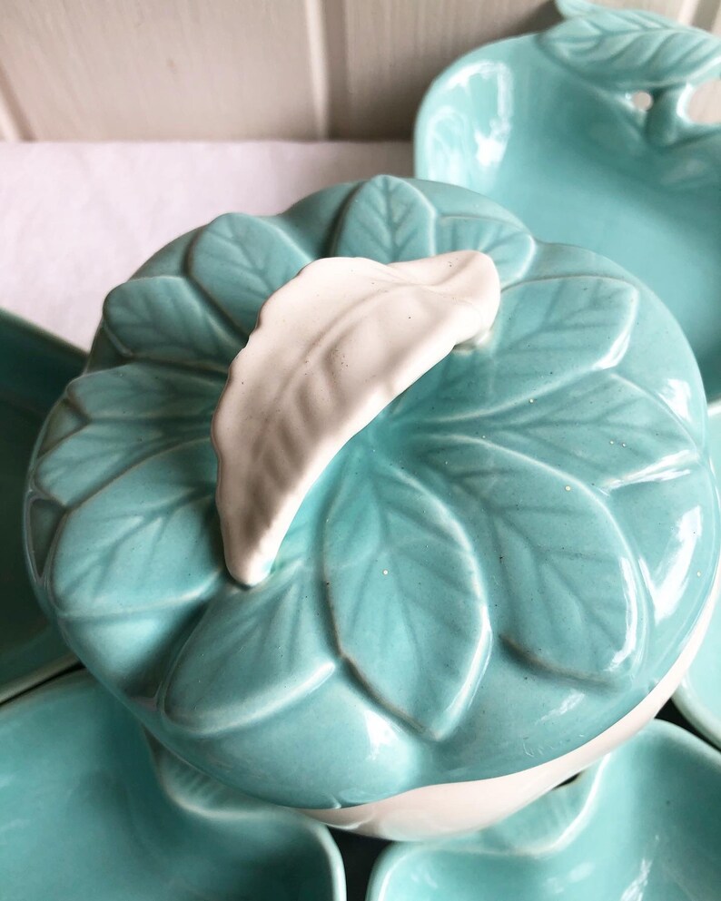 Vintage Turquoise Apple Shaped Serving Set by Hoenig of - Etsy
