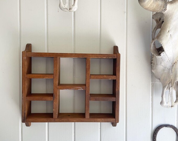 Vintage Solid Wood Compartment Shelf. Heavy. 8 Compartment Wall Shelf ...