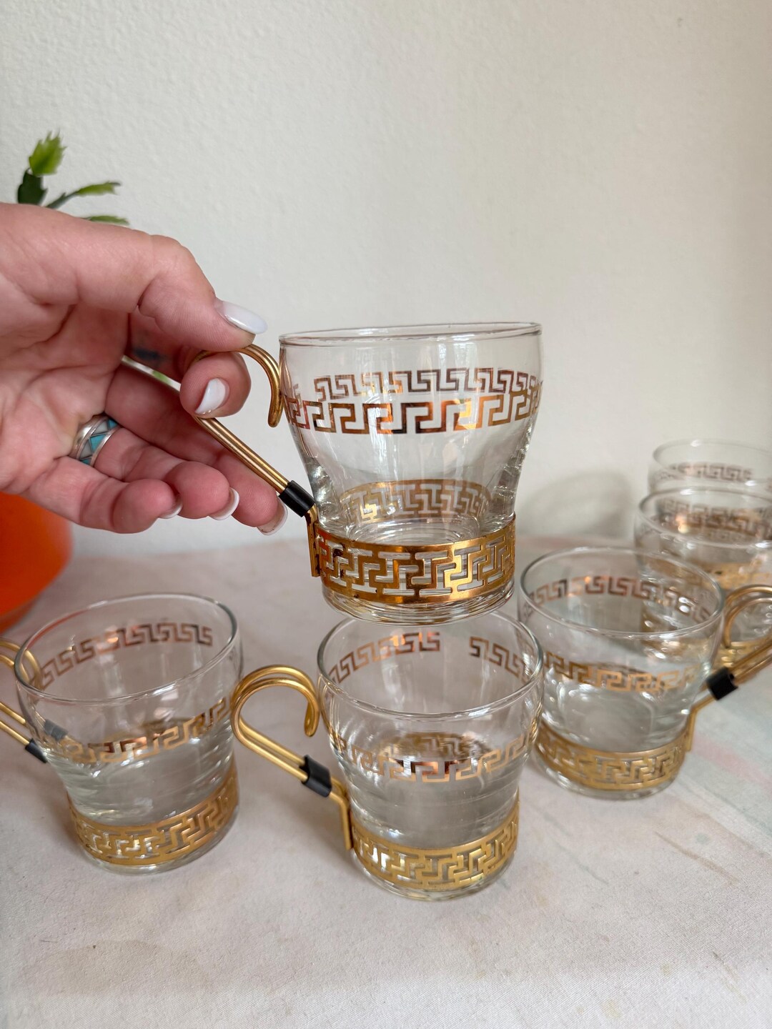 Gold Greek Key Coffee Glasses. 6 Vintage Libbey Greek Key Glasses / 22 ...