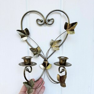 Vintage Metal Gold Heart Ivy Vine Double Candle Holder Wall Sconce. - Etsy