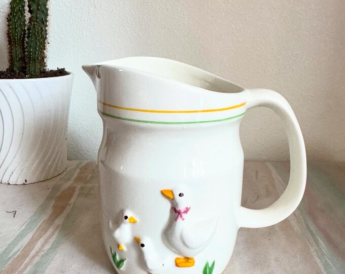 Vintage Treasure Craft USA Farmhouse Duck Pitcher White Ceramic 6.5”. 3 ...