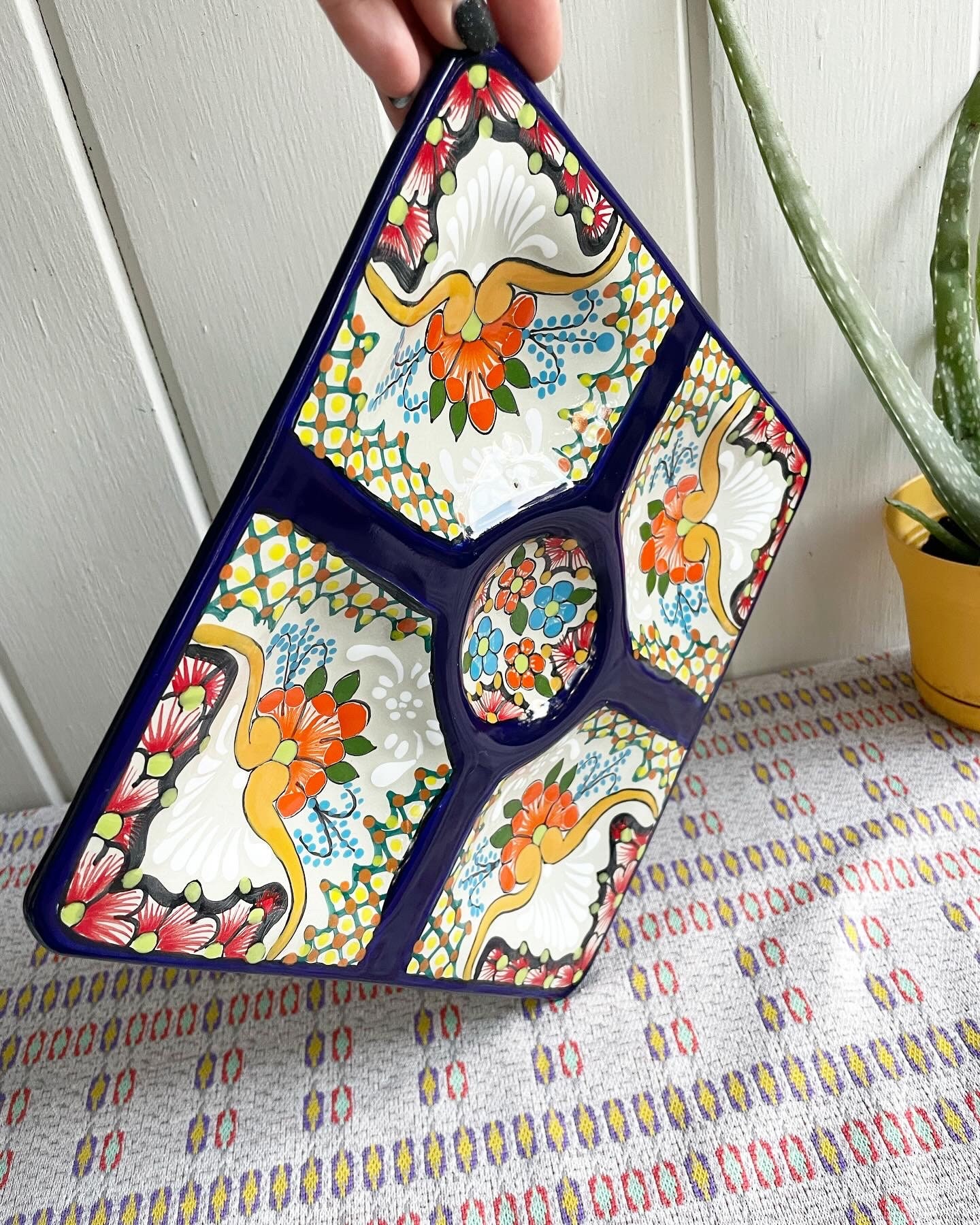 Rectangular Talavera Lead Free Mexican 5 Section Party Plater. Hand ...