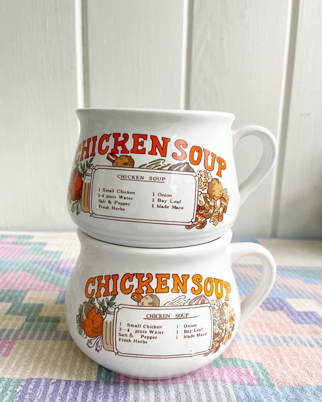 Set of Retro 1970’s Soup Recipe Handled Mug/bowl. Chicken Soup ...