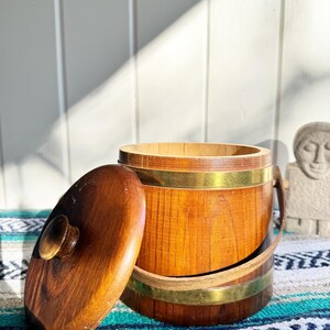 Vintage Wooden Firkin Sugar Bucket Swing Bent Handle Primitive ...