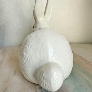 Large White Ceramic Rabbit With Pink Ears and Eyes/yard Ornament/key ...