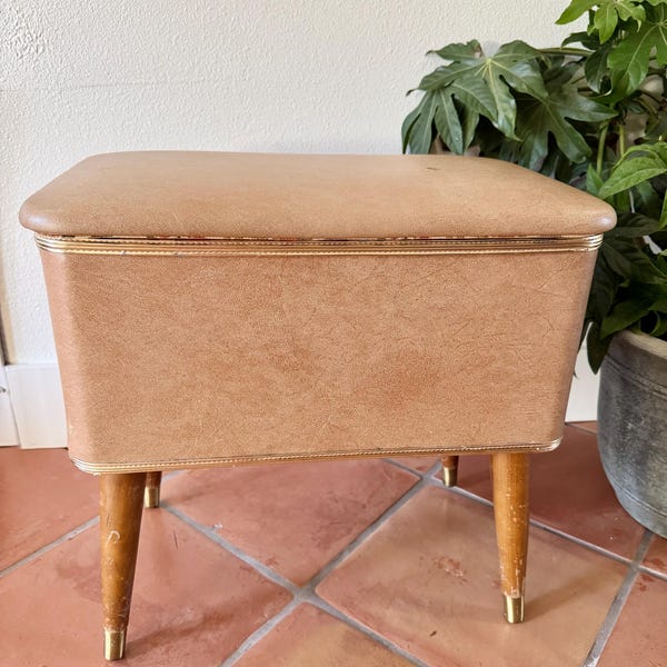 Mid Century Storage Ottoman - Etsy