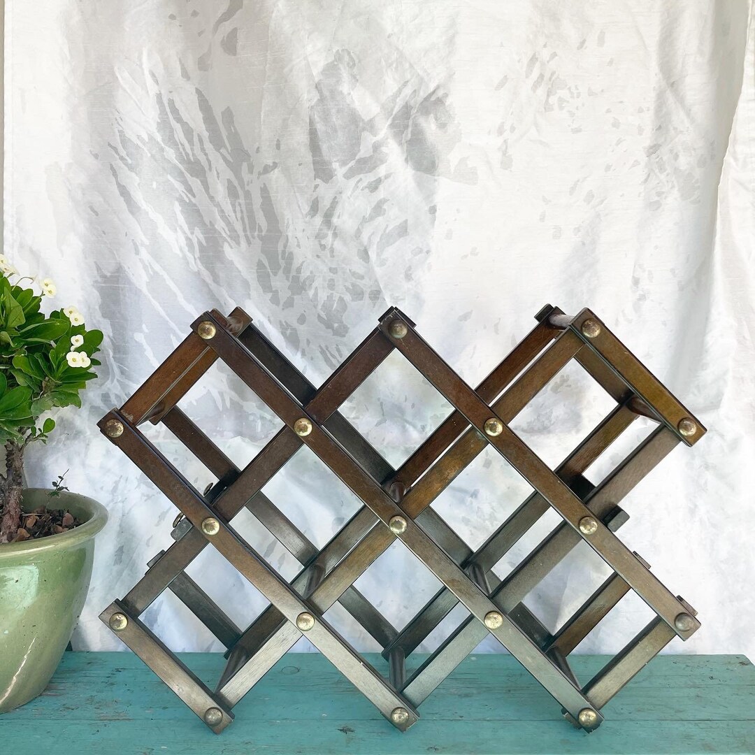 Vintage Wooden Accordion Folding Wine or Towel Rack. Towel - Etsy