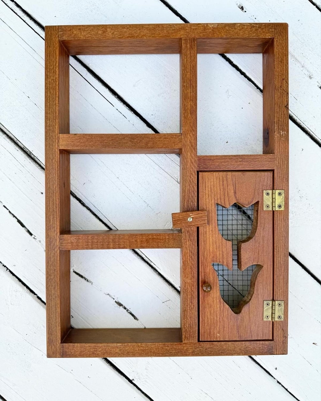 Vintage Curio Display Shadow Box Shelf Vintage Wood Wall Shelving. Wood ...