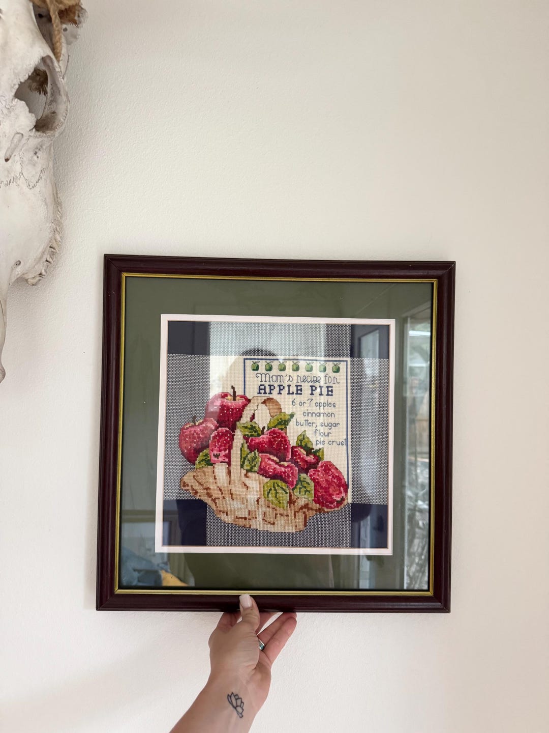 Vintage Framed Mom's Recipe Apple Pie Cross Stitch. Apple Pie. Kitchen ...