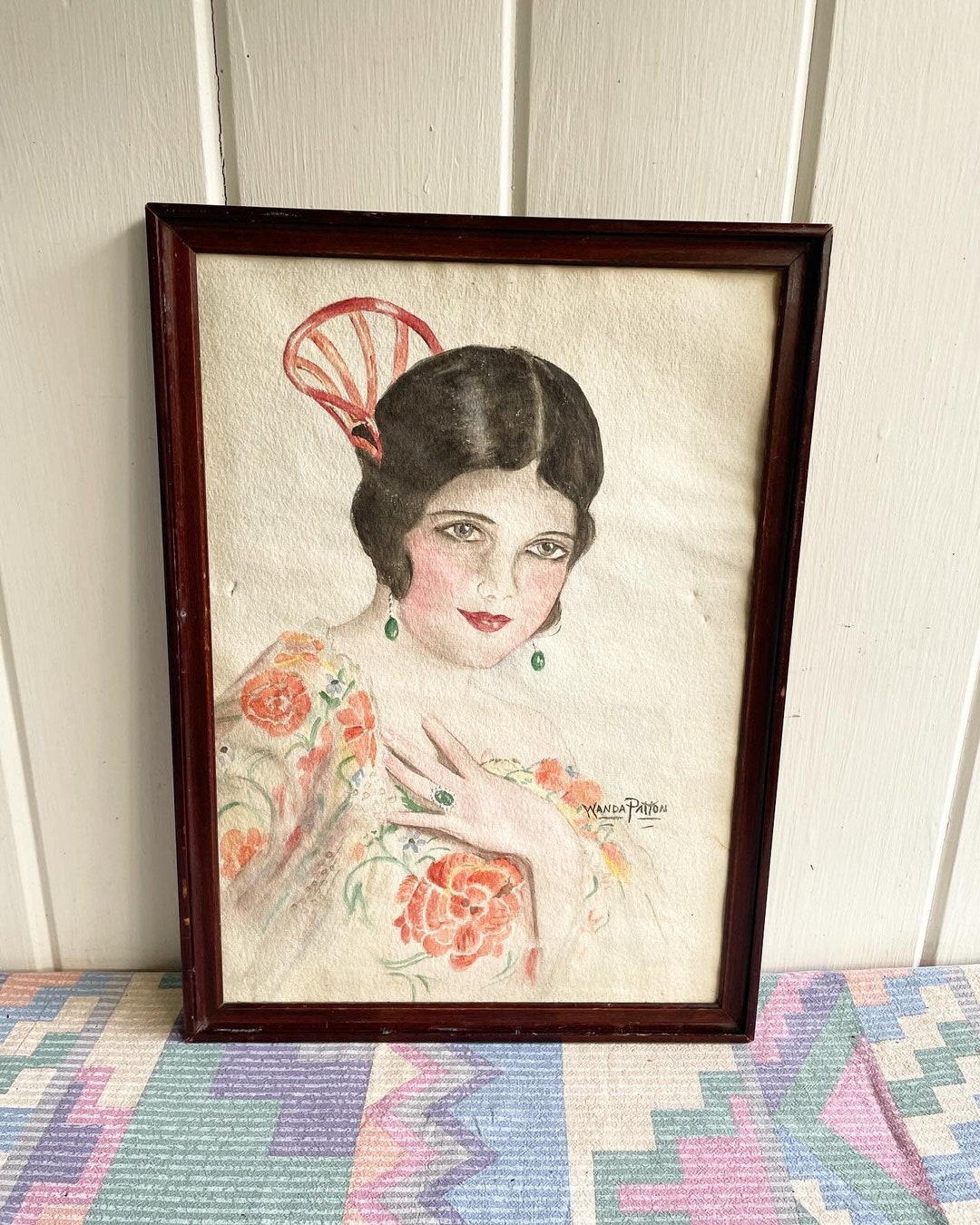 Vintage Elegant Lady Watercolor by Wanda Patton. Vintage Art. - Etsy