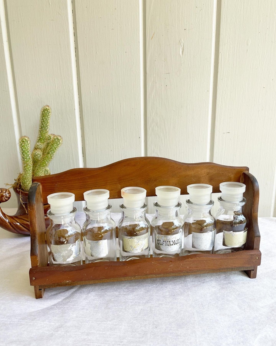 Vintage Wooden Spice Rack, Wall Spice Rack, Wooden Kitchen Organizer ...