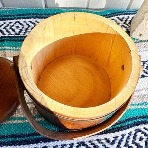 Vintage Wooden Firkin Sugar Bucket Swing Bent Handle Primitive ...