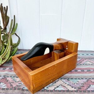 1980s Vintage Hand Carved Wooden Nut Cracker Canadian Goose Bird Box ...