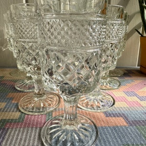 Vintage Anchor Hocking Wexford Crystal Pattern Glassware, Set of 10 ...