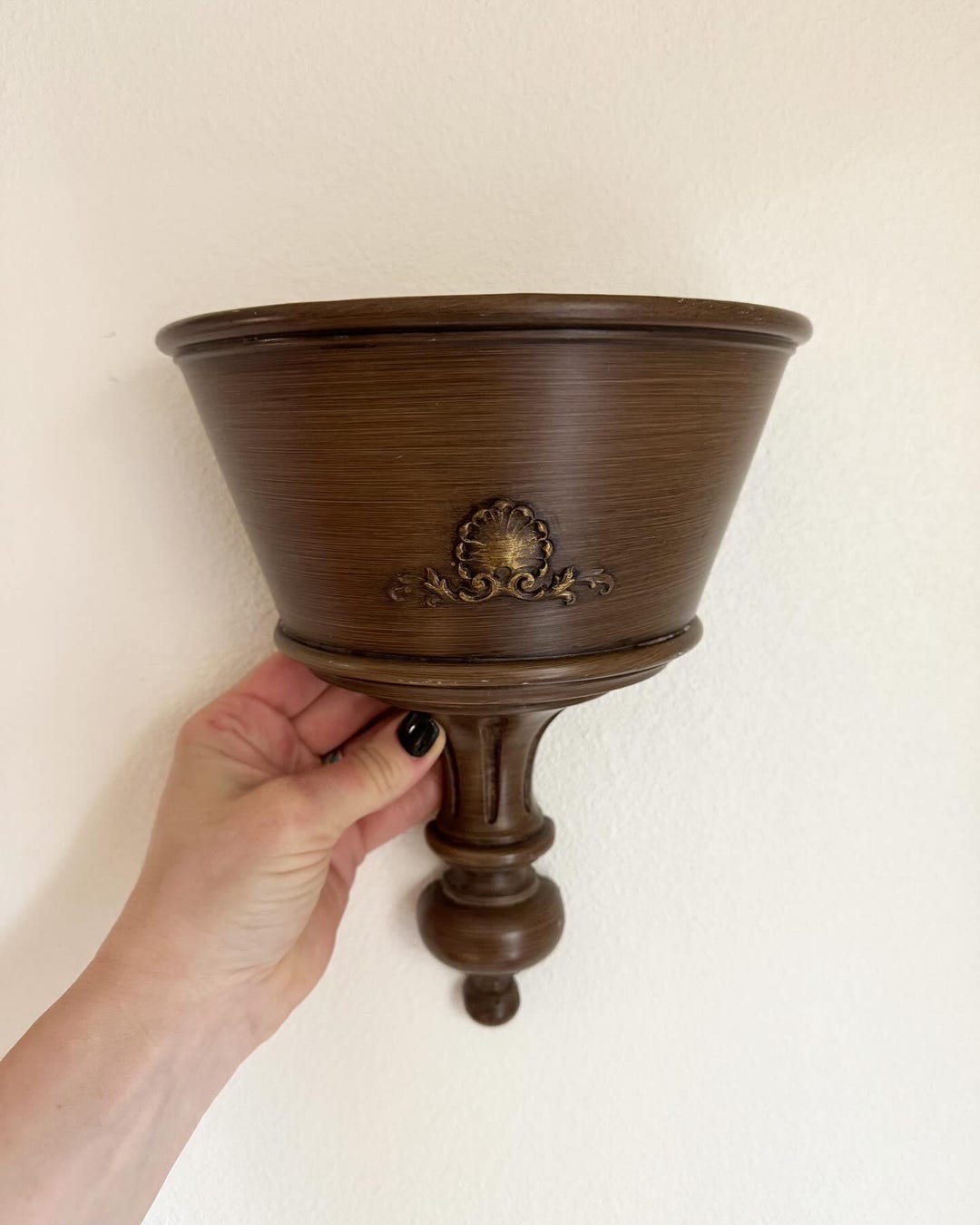 Vintage 1963 Syroco Inc. Wall Pocket Planter Sconce Faux Wood Finish ...