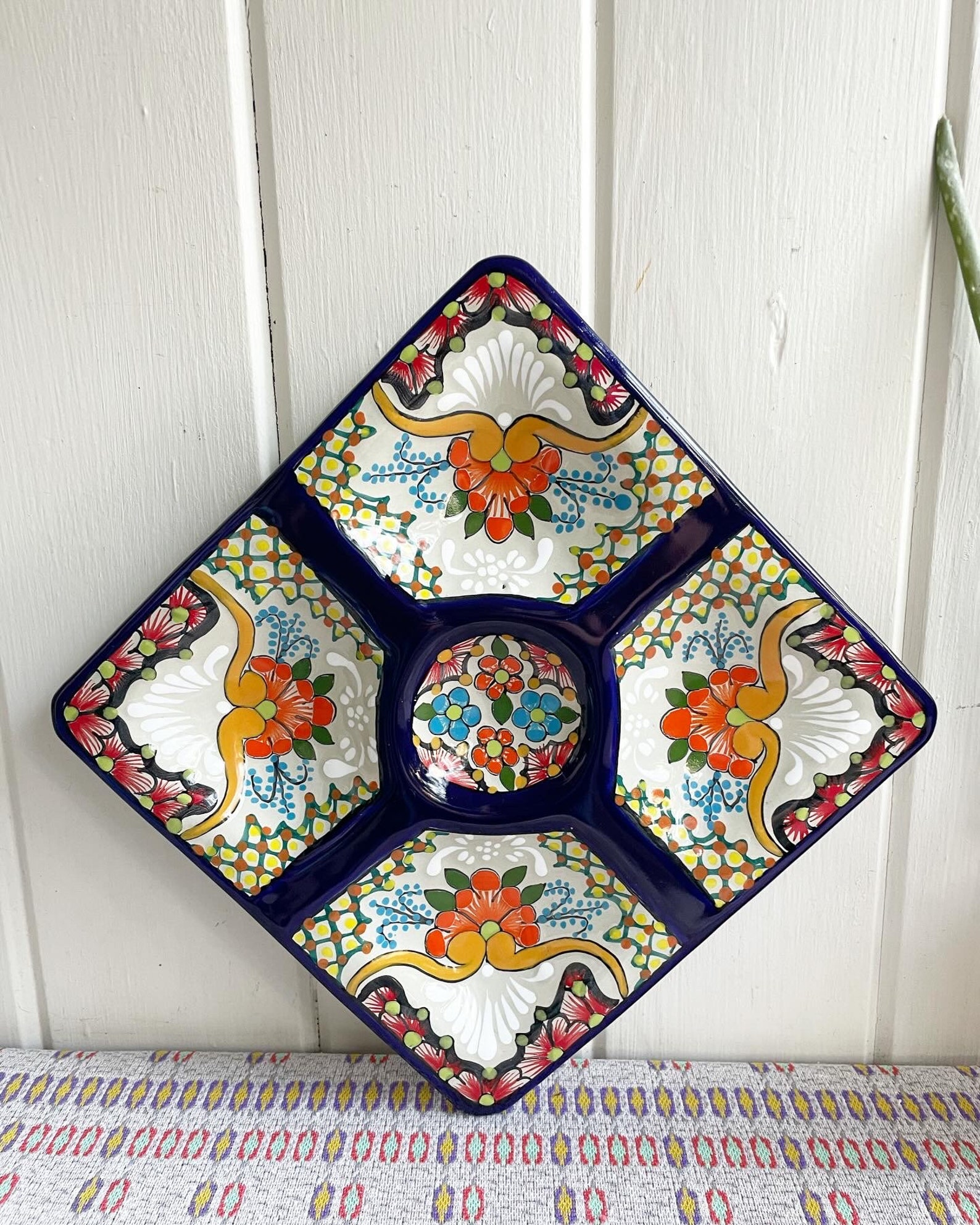 Rectangular Talavera Lead Free Mexican 5 Section Party Plater. Hand ...