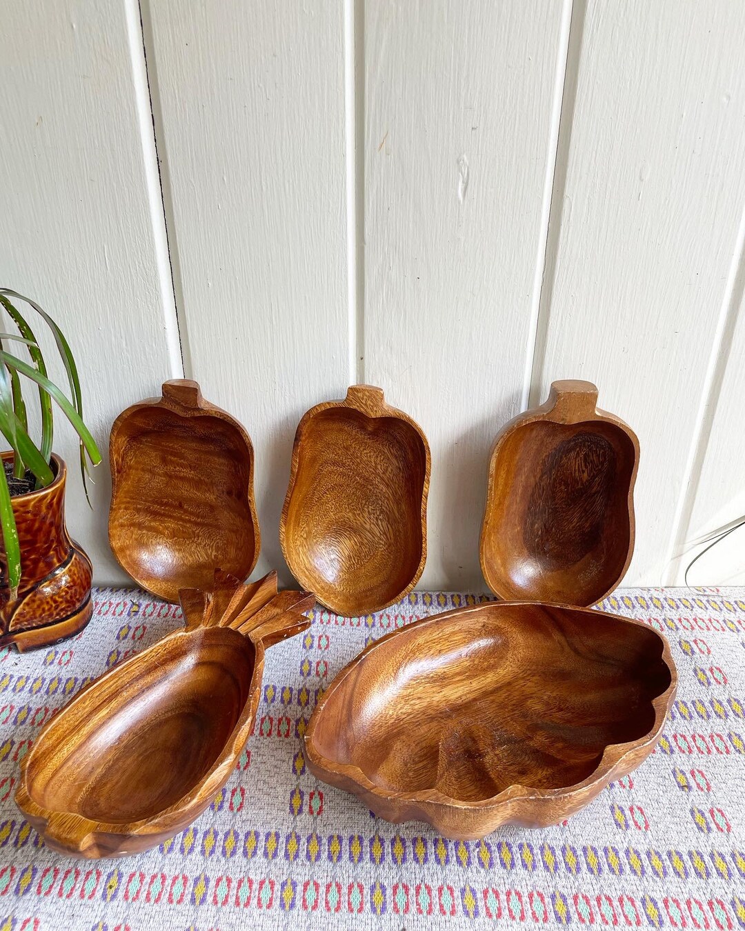 Vintage Set of 5 MCM Wood Monkey Pod Bowls. Wood Snack Bowls. - Etsy