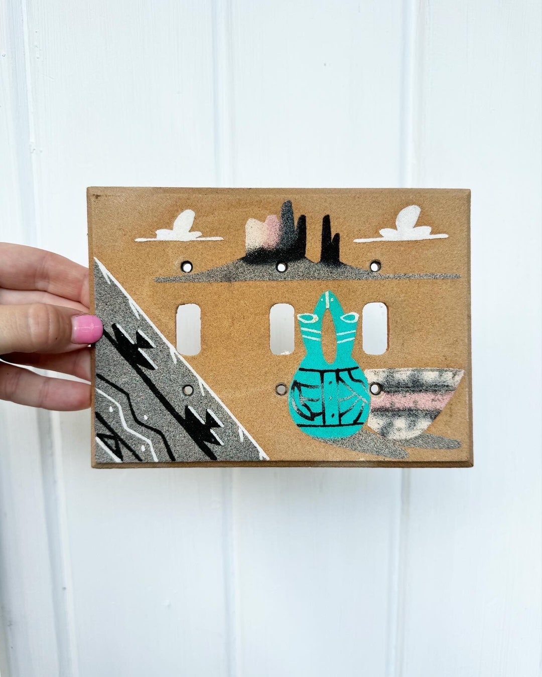 Handmade Vintage Navajo Sanding Painting 3 Switch Light-switch Cover ...