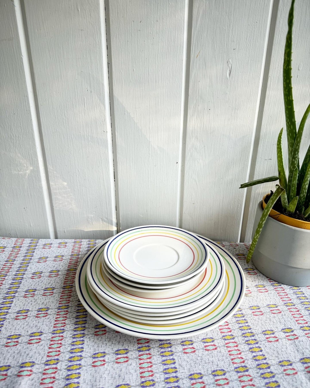 Vintage Set of 8 Rainbow circus Plates. Nikko Plates. Hand Painted ...
