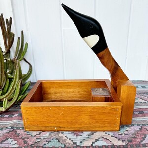1980s Vintage Hand Carved Wooden Nut Cracker Canadian Goose Bird Box ...