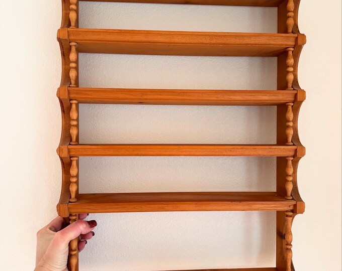 Vintage 6 Tier Wood Spindle Wall Shelf. Spice, Knick Knack, Oil, Wall ...