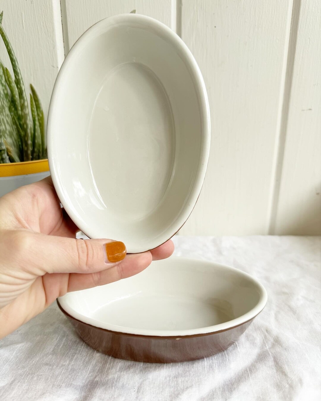 Set of Two Hall Brown and White Baking Dishes. Hall Au Gratin ...