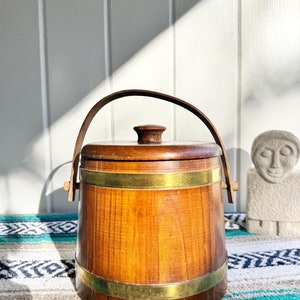 Vintage Wooden Firkin Sugar Bucket Swing Bent Handle Primitive ...