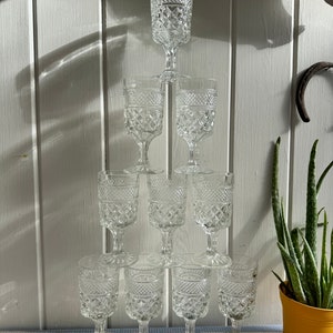 Vintage Anchor Hocking Wexford Crystal Pattern Glassware, Set of 10 ...