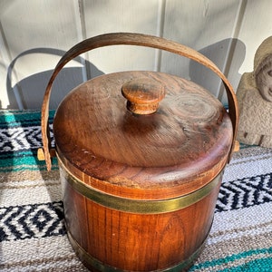 Vintage Wooden Firkin Sugar Bucket Swing Bent Handle Primitive ...