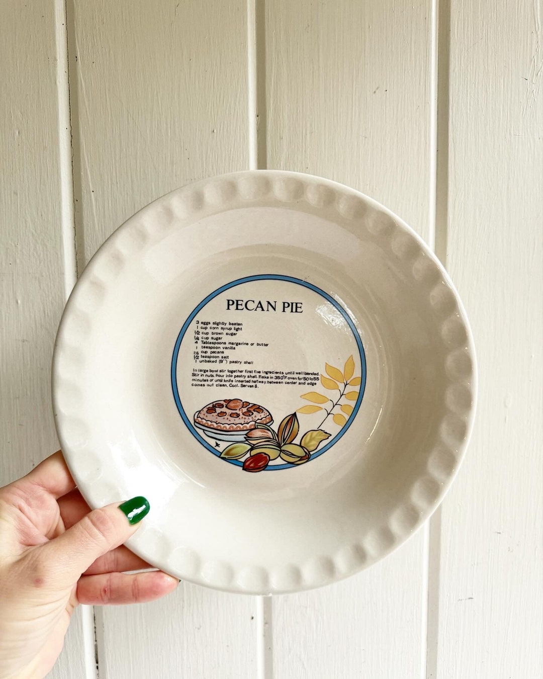 Vintage Ceramic Pecan Pie Plate With Recipe. Baker Gift. Pie Lover. - Etsy
