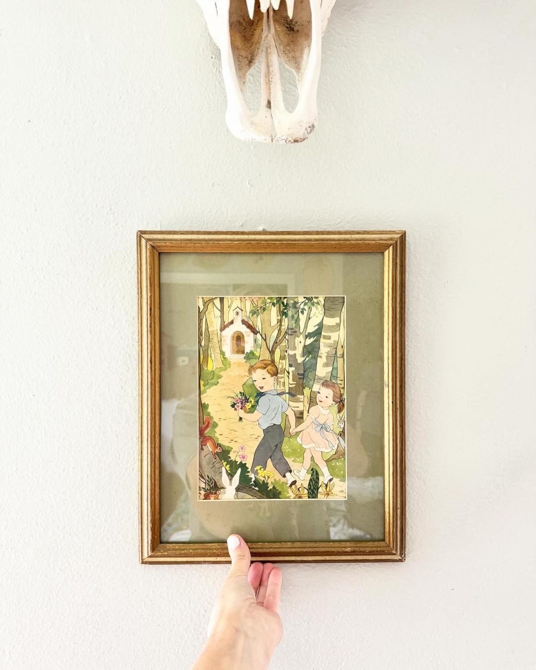 Vintage 1955 “spring is Here” Boy Girl Flowers Cartoon Art Print by ...